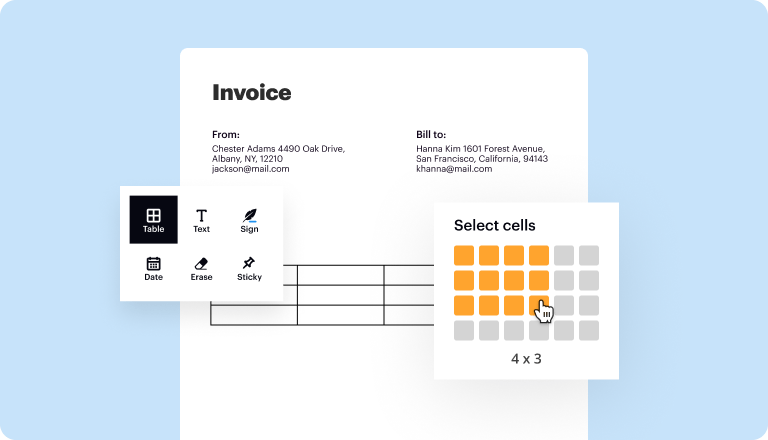 Insert Table to Pdf, easily fill and edit PDF online.
