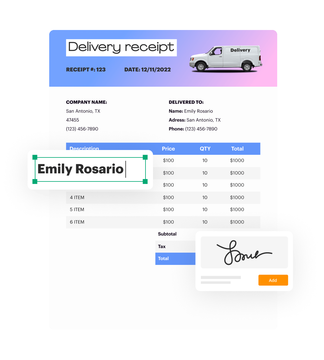 Cash Record Receipt Template generator software with Customizable PDF ...