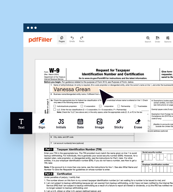 2024 Form IRS W-9 Fill Online, Printable, Fillable, Blank - pdfFiller
