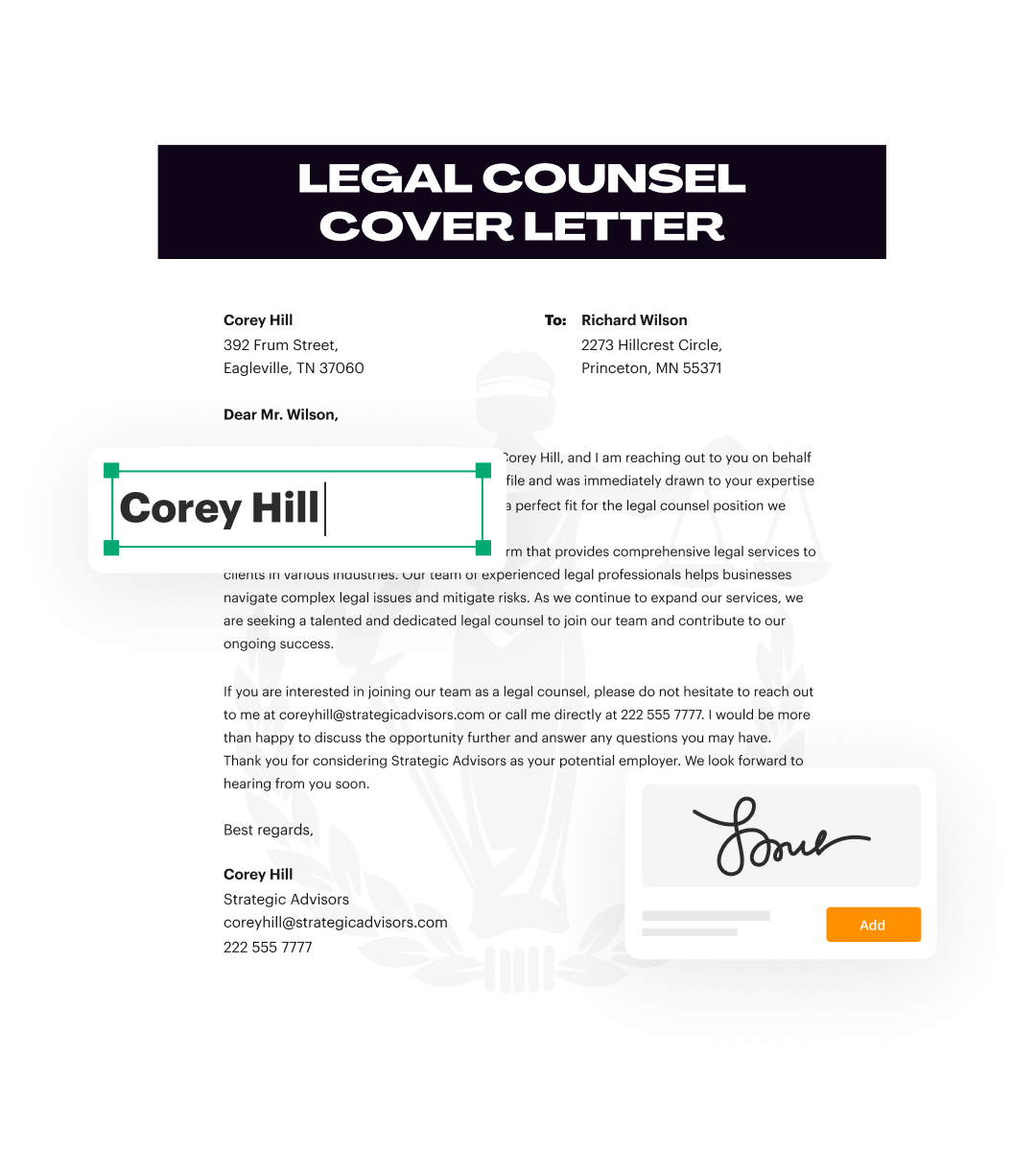 Library Technician Cover Letter creator tool with Customizable PDF ...