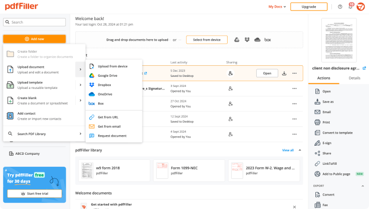 Créez un tableau en PDF, remplissez et modifiez facilement un PDF en ligne.