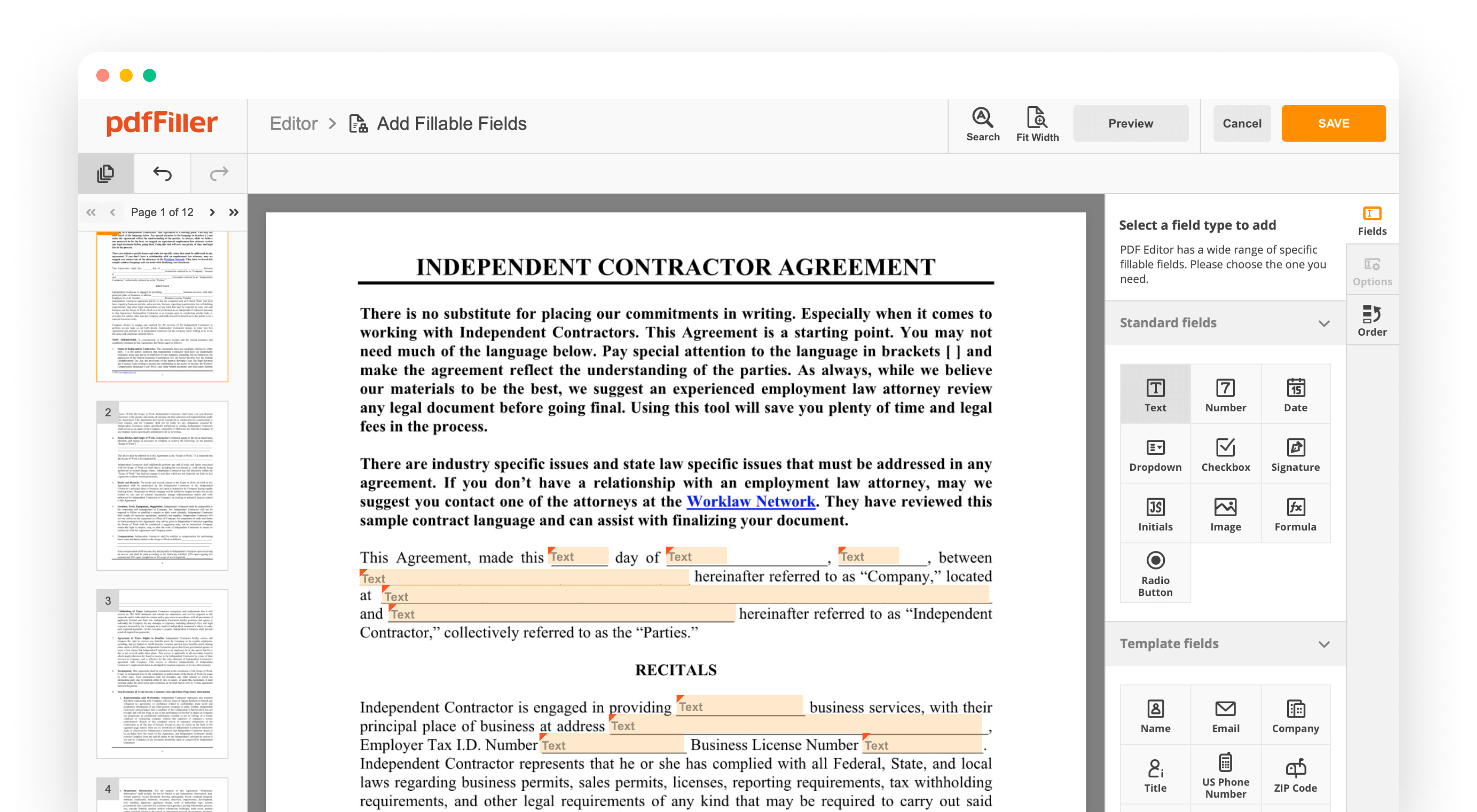 Independent contractor agreement workflow | pdfFiller