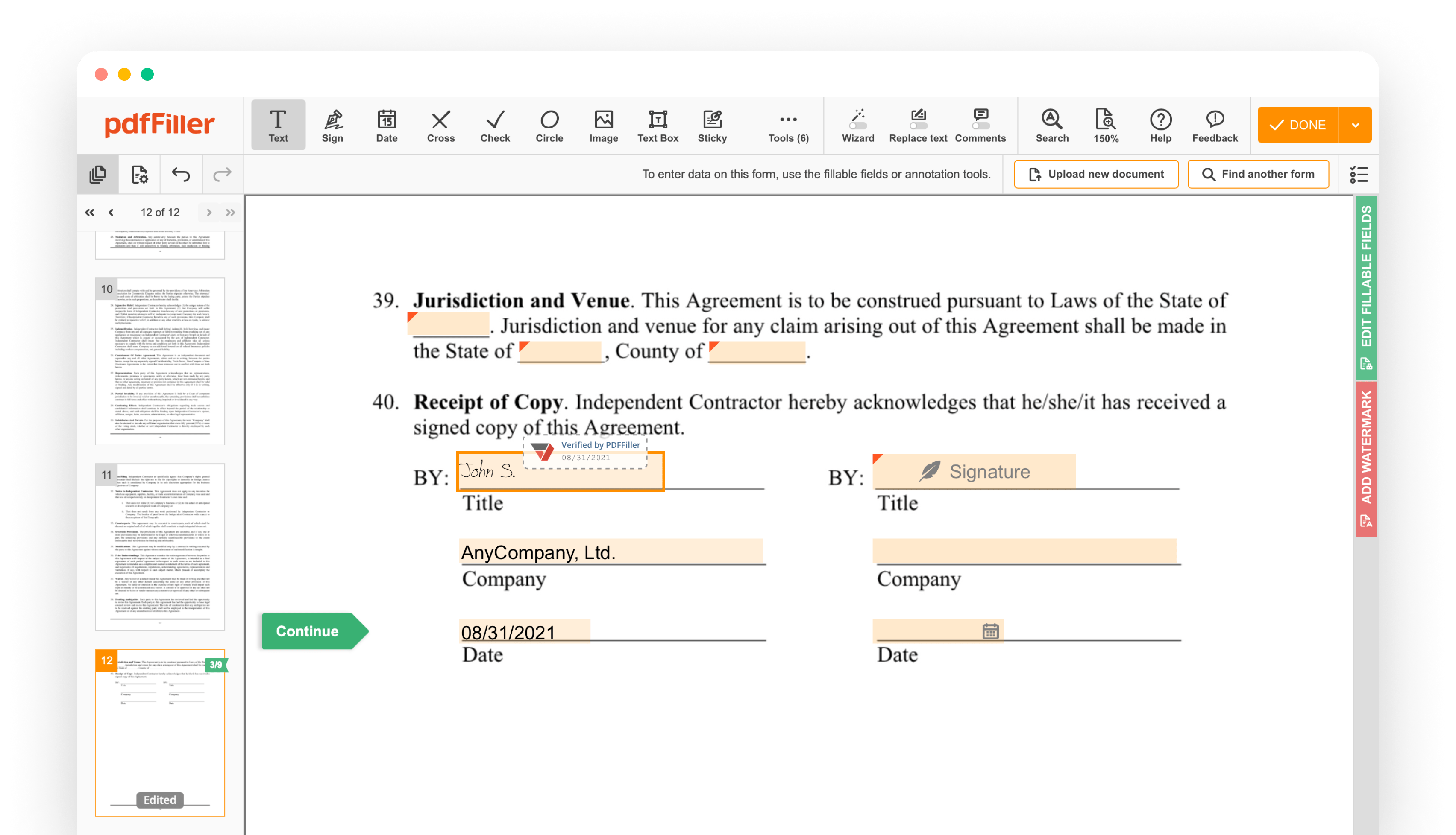 Independent contractor agreement workflow | pdfFiller