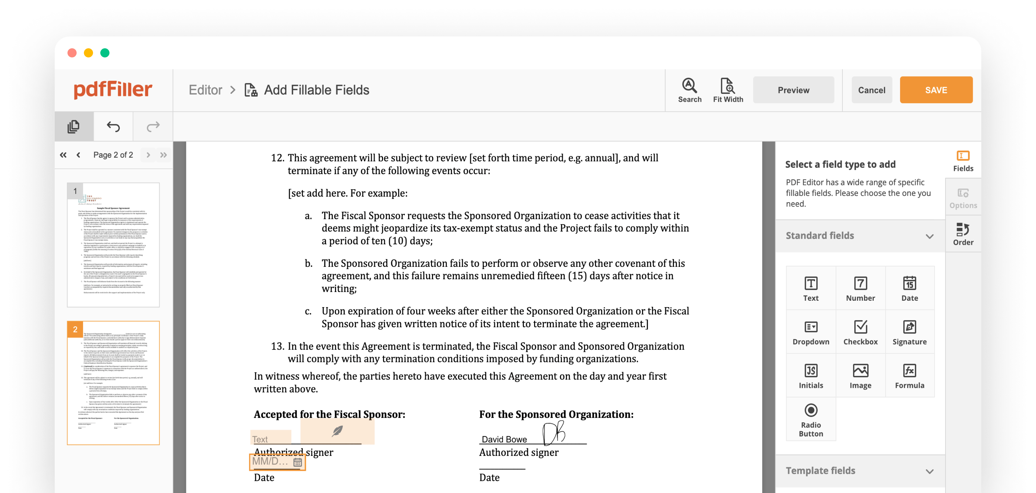 Sponsorship contract workflow | pdfFiller